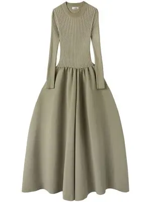 JIL SANDER Ribbed-knit Flared Dress