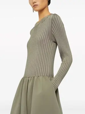 JIL SANDER Ribbed-knit Flared Dress