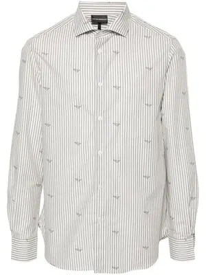 Emporio Armani Logo-print Striped Shirt - Green
