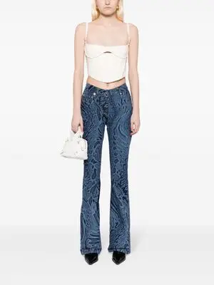 MUGLER Snake-print Flared Jeans