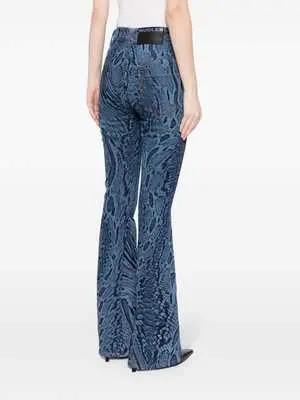 MUGLER Snake-print Flared Jeans