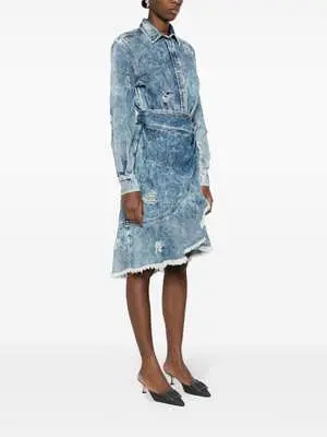 Moschino Wraparound Distressed Denim Shirtdress