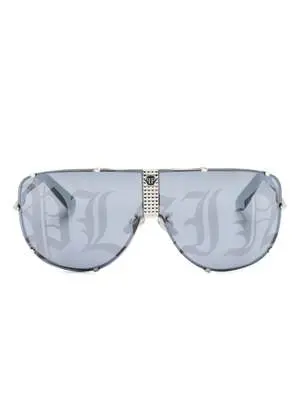 Philipp Plein Logo-print Shield-frame Sunglasses