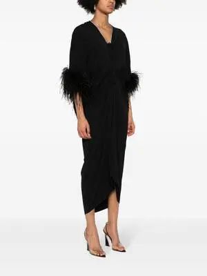 NISSA Feather-trim Midi Dress