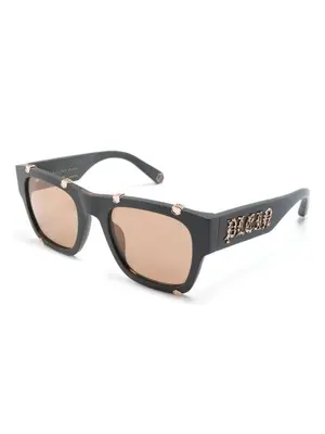 Philipp Plein Logo-plaque Square-frame Sunglasses - Grey