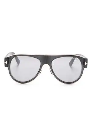 TOM FORD Logo Plaque Aviator Sunglasses - Black