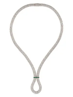 OFFICINA BERNARDI 18kt White Gold Enigma X Emerald And Diamond Necklace - Silver