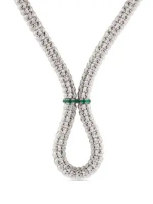 OFFICINA BERNARDI 18kt White Gold Enigma X Emerald And Diamond Necklace