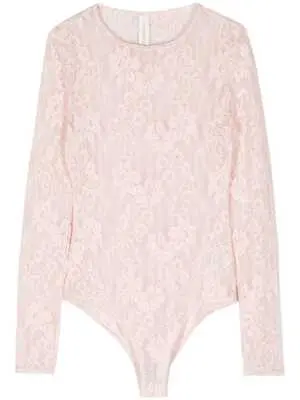 Zimmermann Floral Lace Long-sleeve Body - Pink