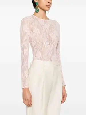 Zimmermann Floral Lace Long-sleeve Body - Pink