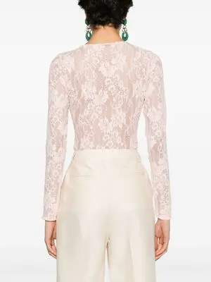Zimmermann Floral Lace Long-sleeve Body - Pink
