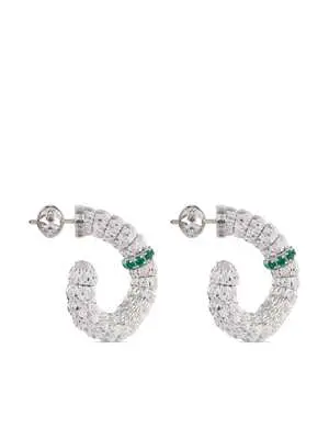 OFFICINA BERNARDI 18kt White Gold Enigma Emerald Hoop Earrings - Silver