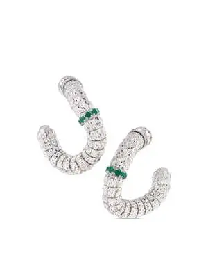 OFFICINA BERNARDI 18kt White Gold Enigma Emerald Hoop Earrings