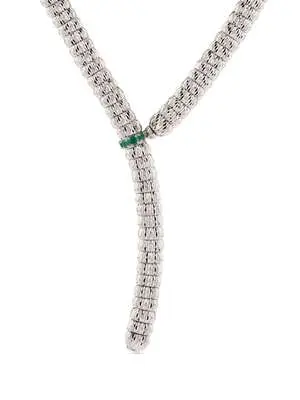OFFICINA BERNARDI 18kt White Gold Enigma Emerald And Diamond Y Necklace