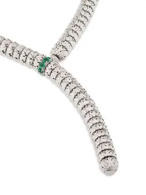 OFFICINA BERNARDI 18kt White Gold Enigma Emerald And Diamond Y Necklace