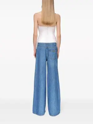 AREA Crystal Eyelet Wide-leg Jeans