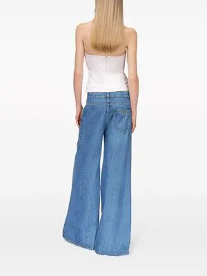 AREA Crystal Eyelet Wide-leg Jeans