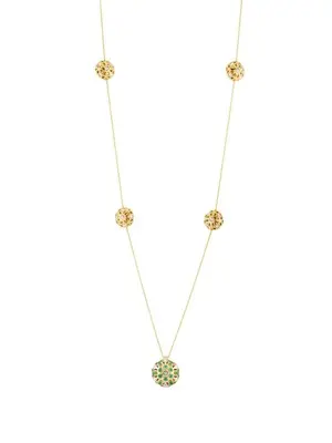 OFFICINA BERNARDI 18kt Yellow Damasco Station Emerald Necklace - Gold