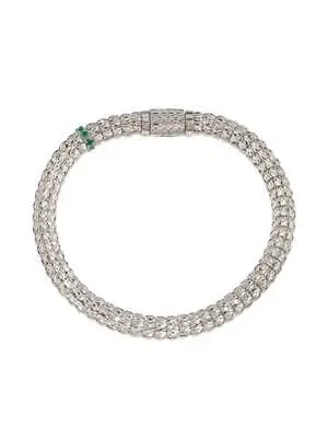 OFFICINA BERNARDI 18kt White Gold Enigma Emerald And Diamond Bracelet - Silver