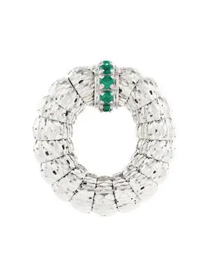 OFFICINA BERNARDI 18kt White Gold Enigma Emerald Hoop Earrings - Silver