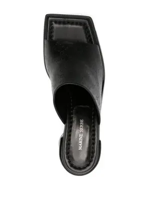 MARINE SERRE Leather Sandals - Black