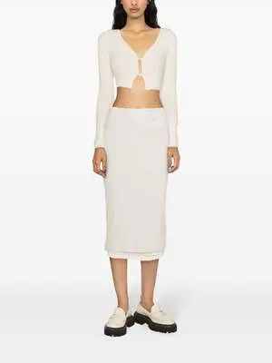 JIL SANDER Layered Cotton Midi Skirt - Neutrals