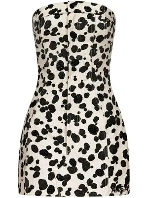 AREA Dalmatian-jacquard Denim Mini Dress