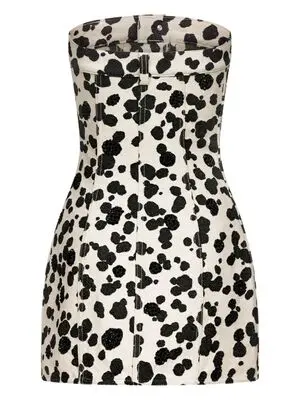 AREA Dalmatian-jacquard Denim Mini Dress