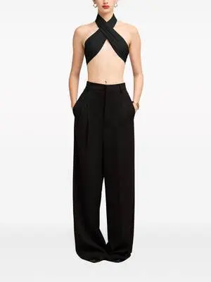 AMI Paris Silk Wrap Top - Black