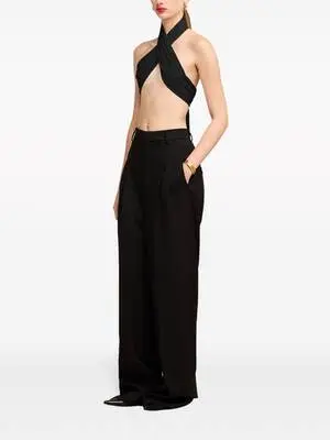 AMI Paris Silk Wrap Top - Black
