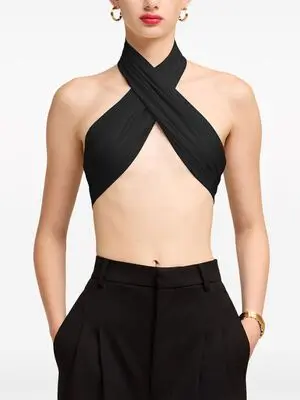 AMI Paris Silk Wrap Top - Black