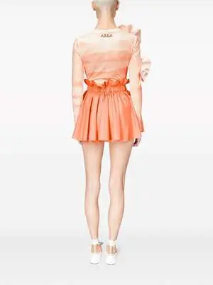 AREA Ruffled Floral Appliqué Mini Skirt