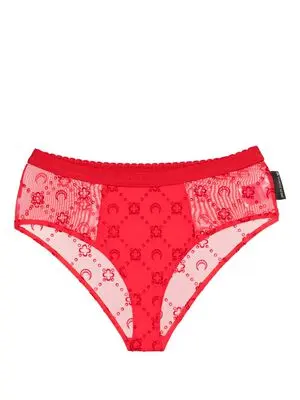 MARINE SERRE Moonogram-flocked Mesh Briefs - Red