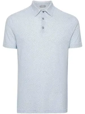 ZANONE Geometric-print Polo Shirt - Blue