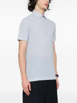 ZANONE Geometric-print Polo Shirt - Blue