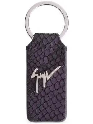 GIUSEPPE ZANOTTI Bernaard Leather Keyring Grey