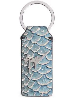 GIUSEPPE ZANOTTI Bernaard Leather Keyring Blue