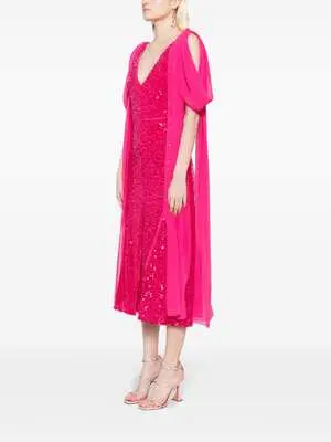 Erdem Drape-shoulder Sequin Midi Dress