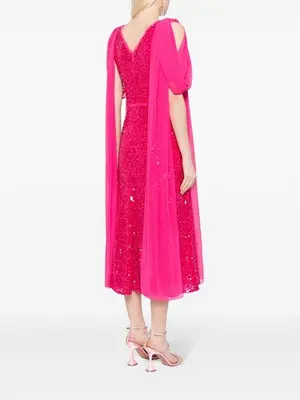 Erdem Drape-shoulder Sequin Midi Dress
