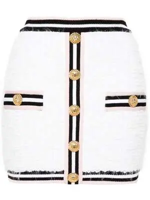 Balmain Maze Monogram-jacquard Miniskirt - White