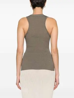 GANNI Logo-embroidered Knitted Tank Top