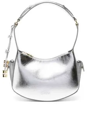 GANNI Swing Metallic Shoulder Bag - Silver