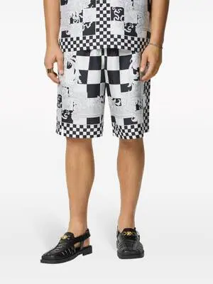 Versace Barocco Check-print Shorts - Black