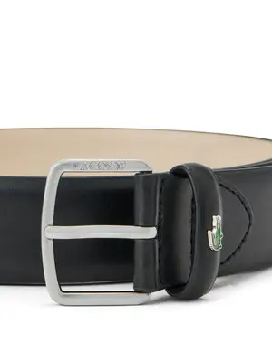 Lacoste Logo-engraved Leather Belt - Black