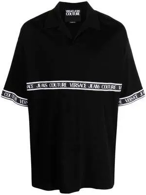 Versace Logo-tape Cotton Polo Shirt - Black