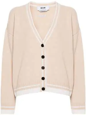 MSGM Embroidered-logo Cardigan - Neutrals