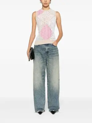 MARINE SERRE Regenerated Crochet-knit Top