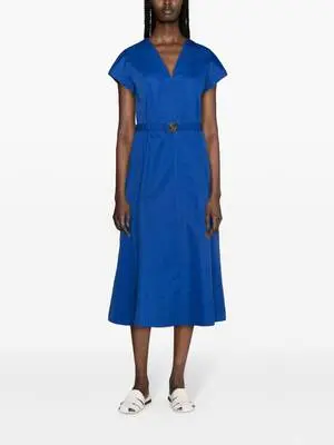 Tory Burch Belted V-neck Midi Dress