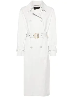 MOORER Twill Double-breasted Trench Coat