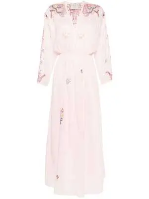 FORTE_FORTE Embroidered V-neck Maxi Dress